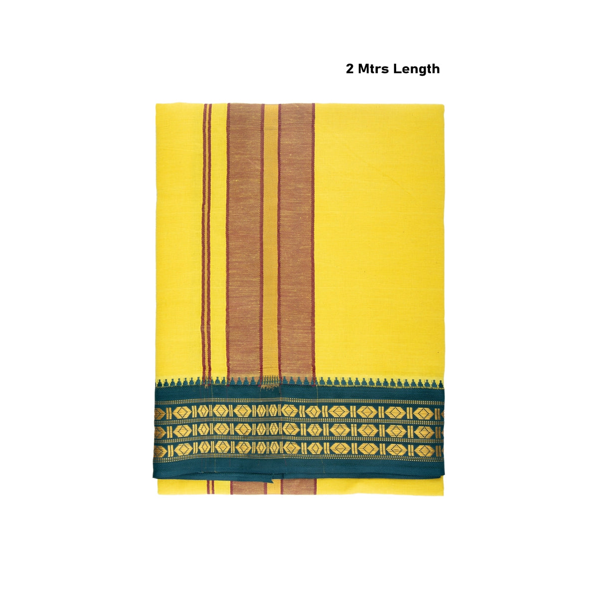 Veshti - 2 Mtrs | 3 Rudraksha Border Dhoti/ Lemon Yellow Colour Vesti ...