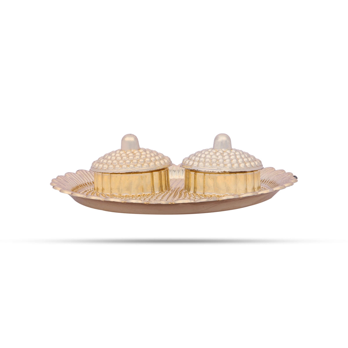 Plate with Two Kumkum Cup - 1.5 x 4 Inches | Sindoor Plate/ Haldi Kumk ...
