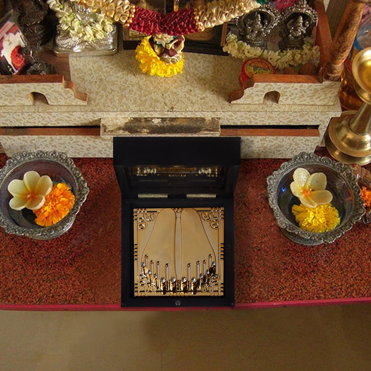 Pocket Temple | Tirupati Balaji Padham Box | Puja Box Mini Gold — Giri USA