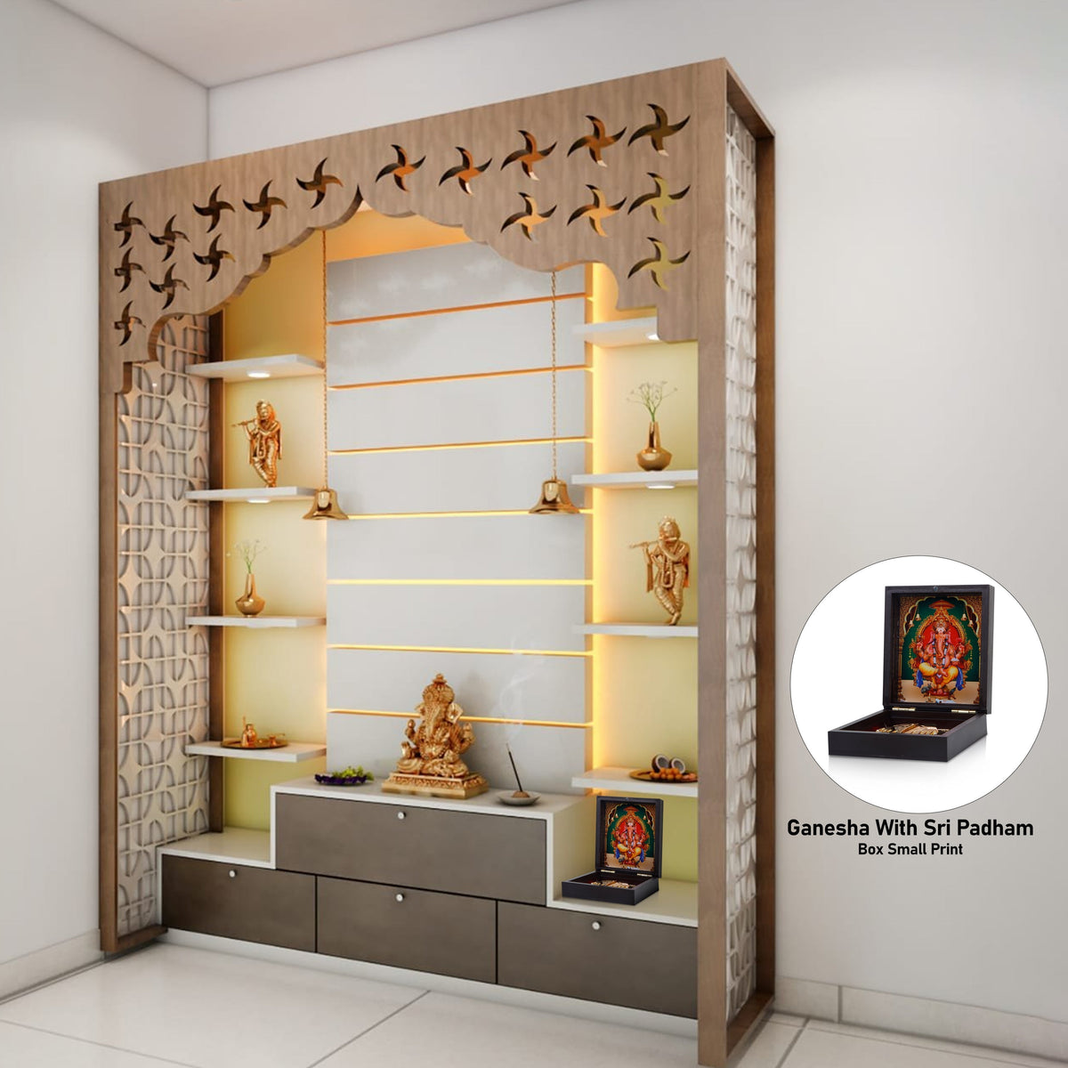 Ganesha With Sri Padham Box | Temple Pocket | Puja Box — GIRI USA