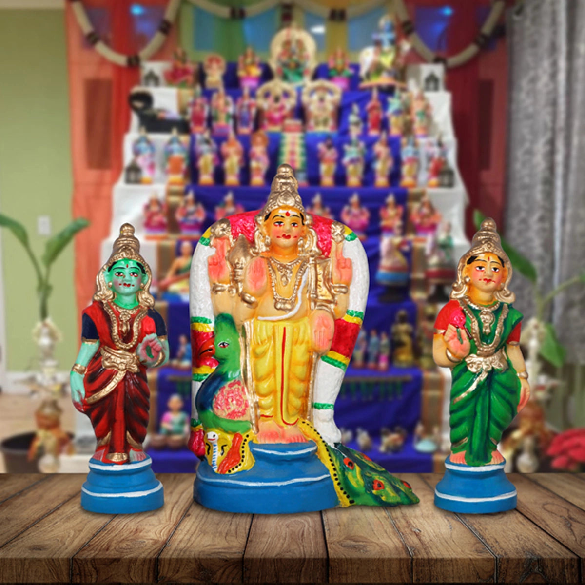 Giri USA - Murugan Valli Deivanai Set | Clay Doll | Murugan Statue