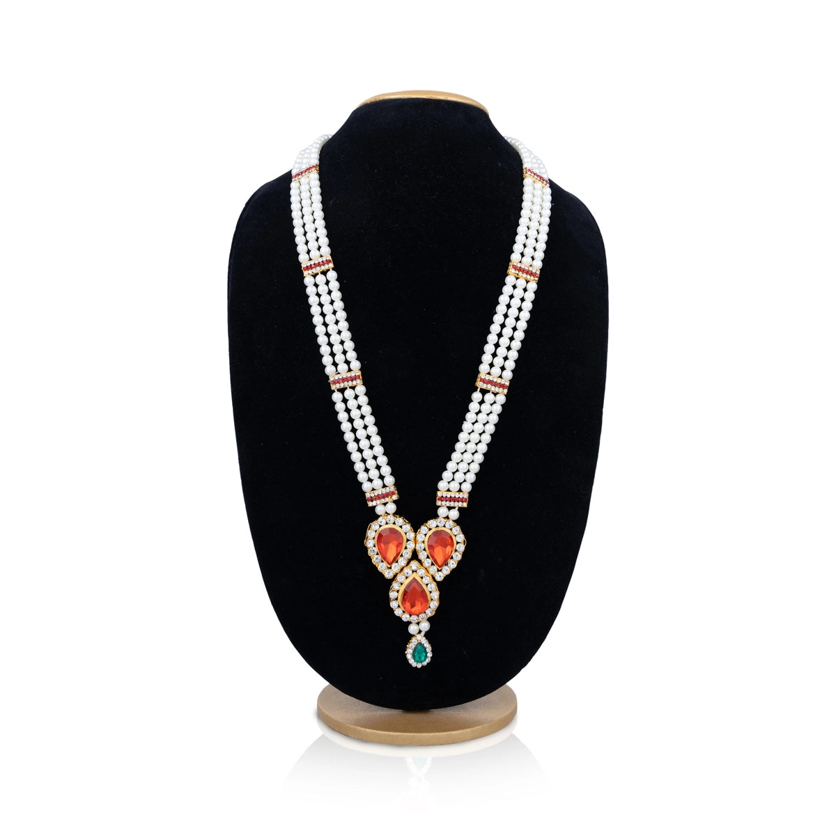 3 Line Moti Mala - 19 Inches | White Beaded Mala/ Artificial Jewellery ...