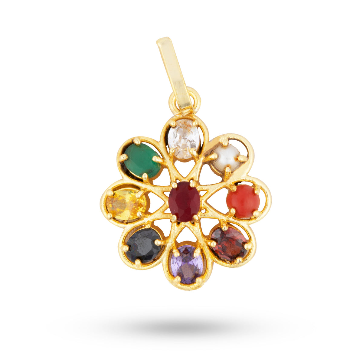 Navarathna Dollar | Gold Polish Pendant | Navratna Locket — Giri USA